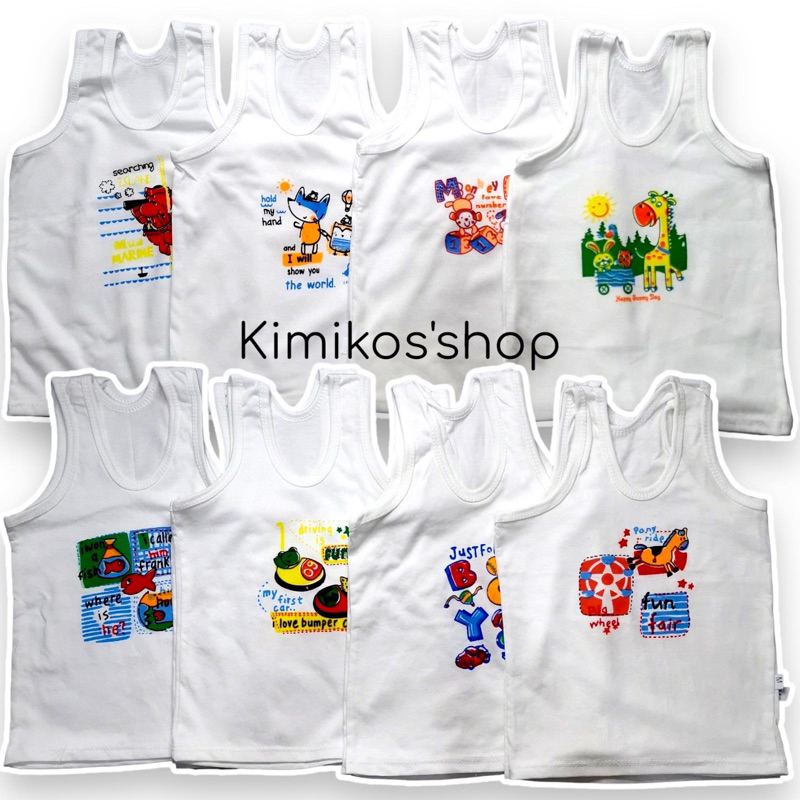 (12PCS) SET KIDS COTTON SANDO LOGO SPOT (0-2YRS OLD) WHITE BOY 6/4 ...
