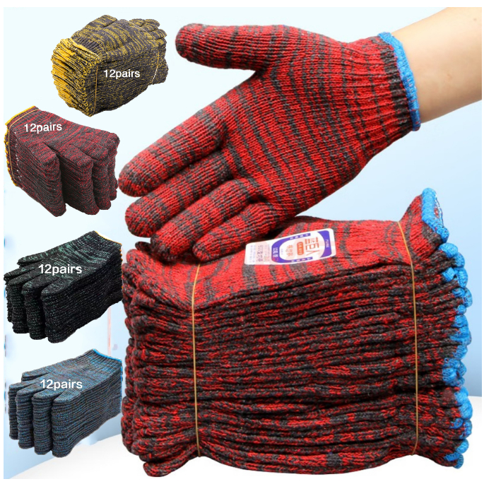 24Pcs /12 Pairs 800grams Knitted Gloves Heavy Duty Construction ...