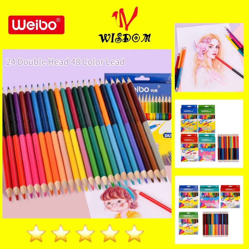 WISDOM WEIBO WB-9016-18/24 HIGH QUALITY COLOR PENCIL 36/48COLORS ...