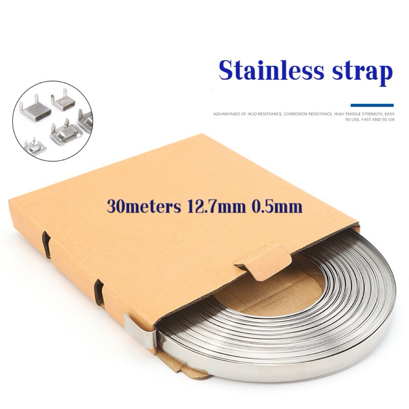 0.5MM x 12.7MM x 30 Meters Metal Stainless Straps Steel Strapping Binding Packing Installation ...