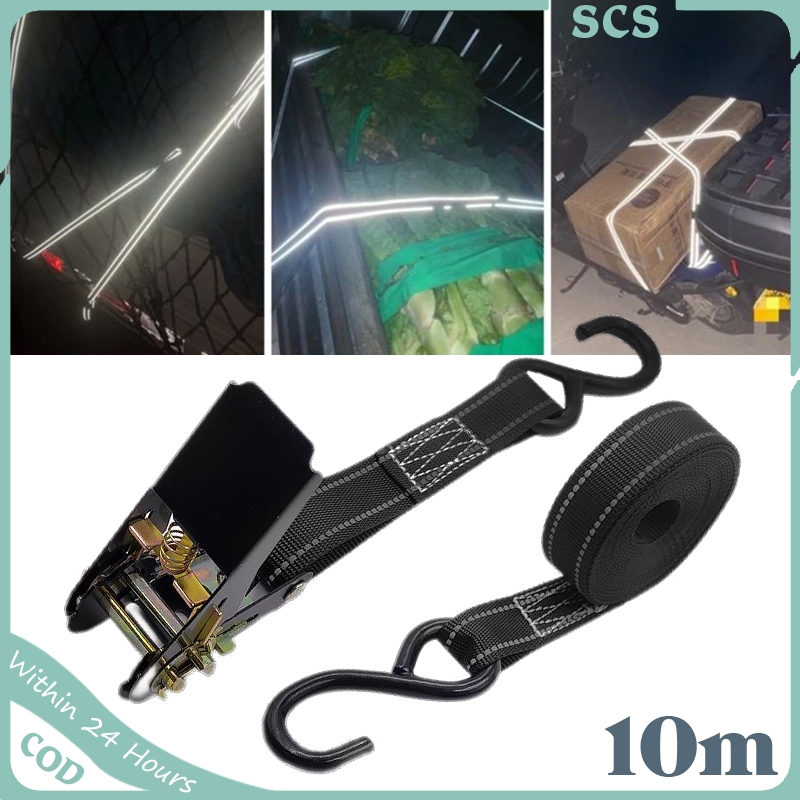 Night Reflective Ratchet Tie Down Straps 2.5cm*10m Motorcycle, Trucks ...