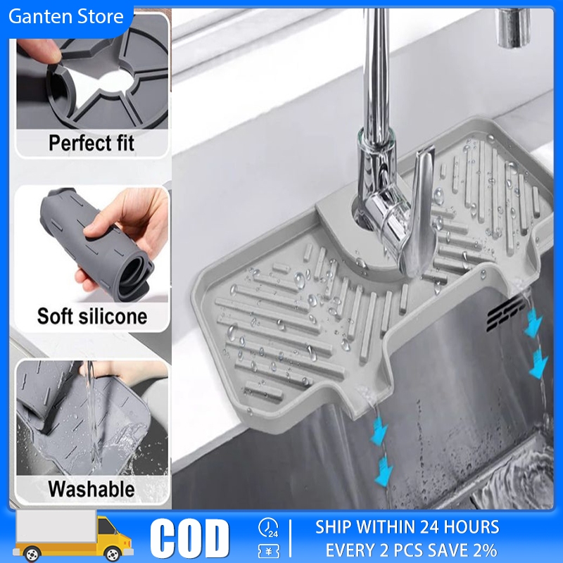 Faucet Drain Pad Kitchen Silicone Faucet Absorbent Mat Splash Catcher ...