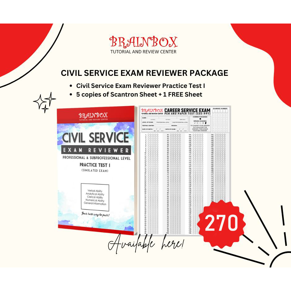 Brainbox Civil Service Reviewer (Simulated Exam) with Scantron | Shopee ...