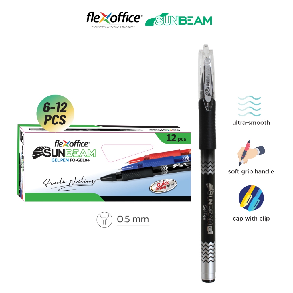 FlexOffice SunBeam Gel Pen 0.5mm - 6pcs/box 12pcs - 5 color - FO-GEL04 ...