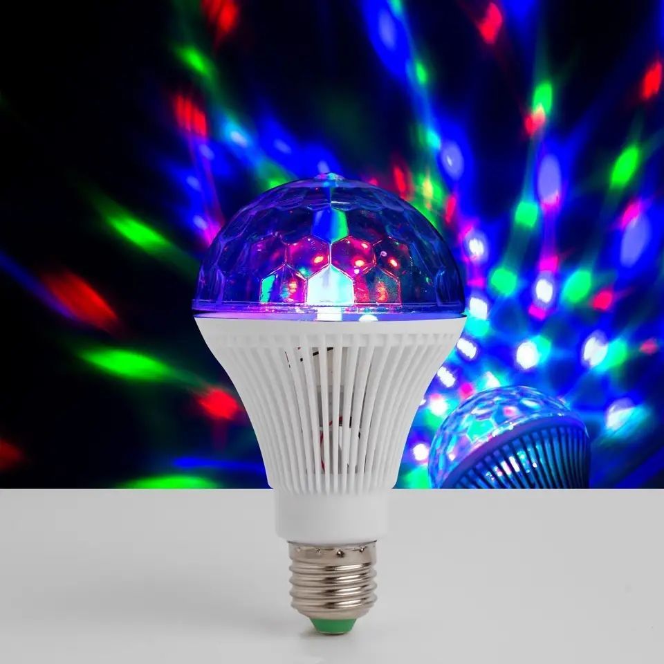 3W LED RGB Light Bulb Color Change Rotating Flash Lamp Disco Lights For ...