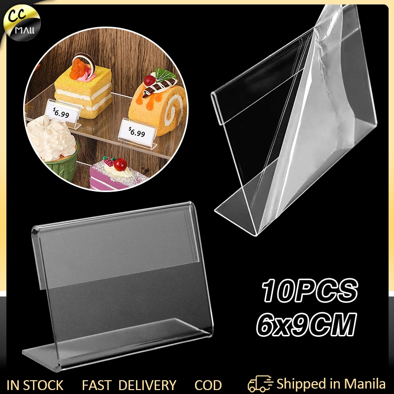 10pcs L Table Sign Display Stand Name Price Card Holder Acrylic Clear ...
