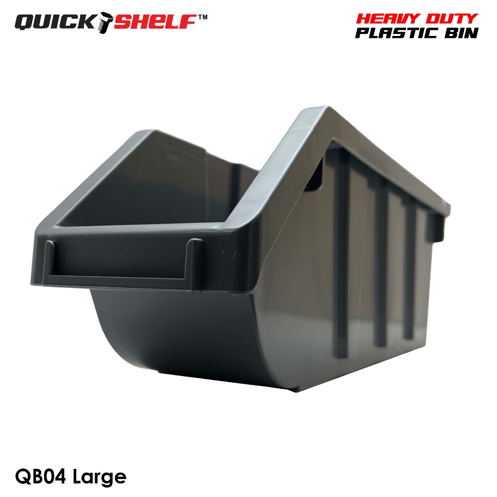 QUICK SHELF LARGE Plastic Bin Boxes Storage for Supplies Tools BIG ...
