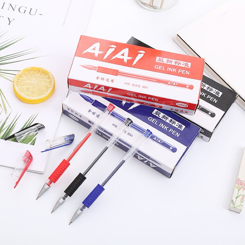 12 Pcs / Box Gel Pen 0.5mm Ink Sign Pen Student Test Pen Writing ...