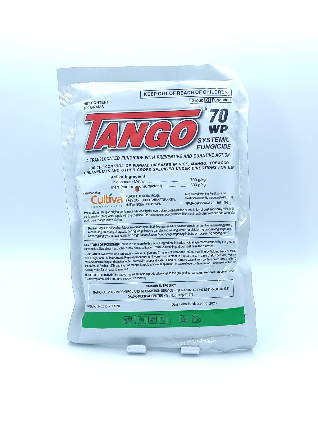 TANGO 70 WP SYSTEMIC FUNGICIDE ACTIVE INGREDIENT: THIOPHANATE METHYL ...