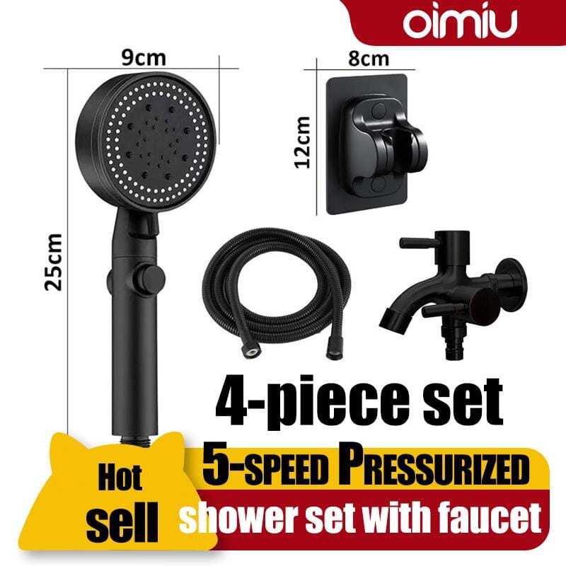 Shower Set With Faucet (4 in 1) 5-Speed Pressurized Bathroom Shower Set ...