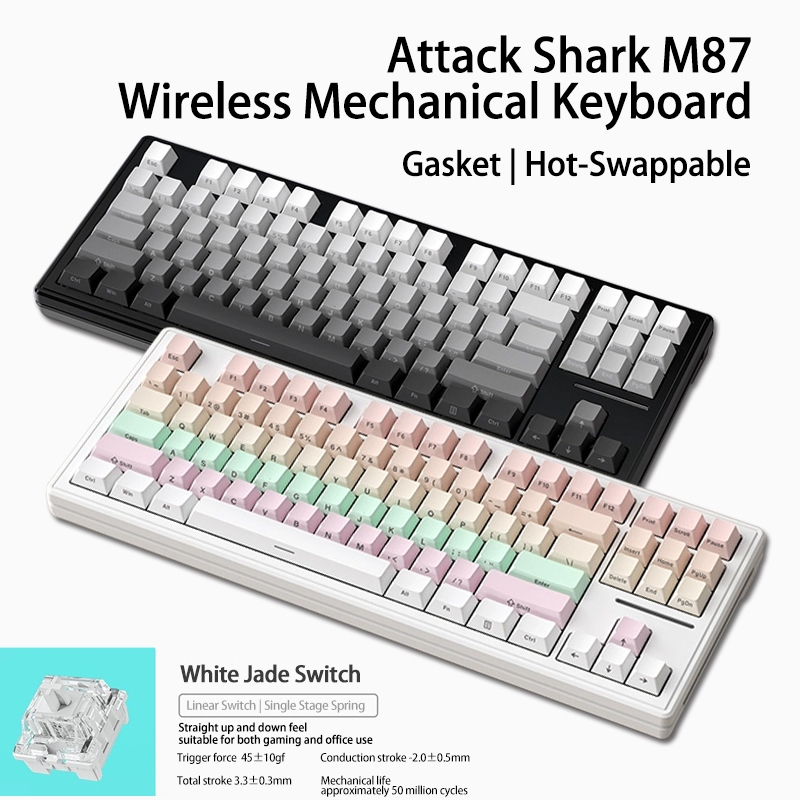 Attack Shark M87 3MODE Hotswap RGB Mechanical Keyboard Gradient Side ...