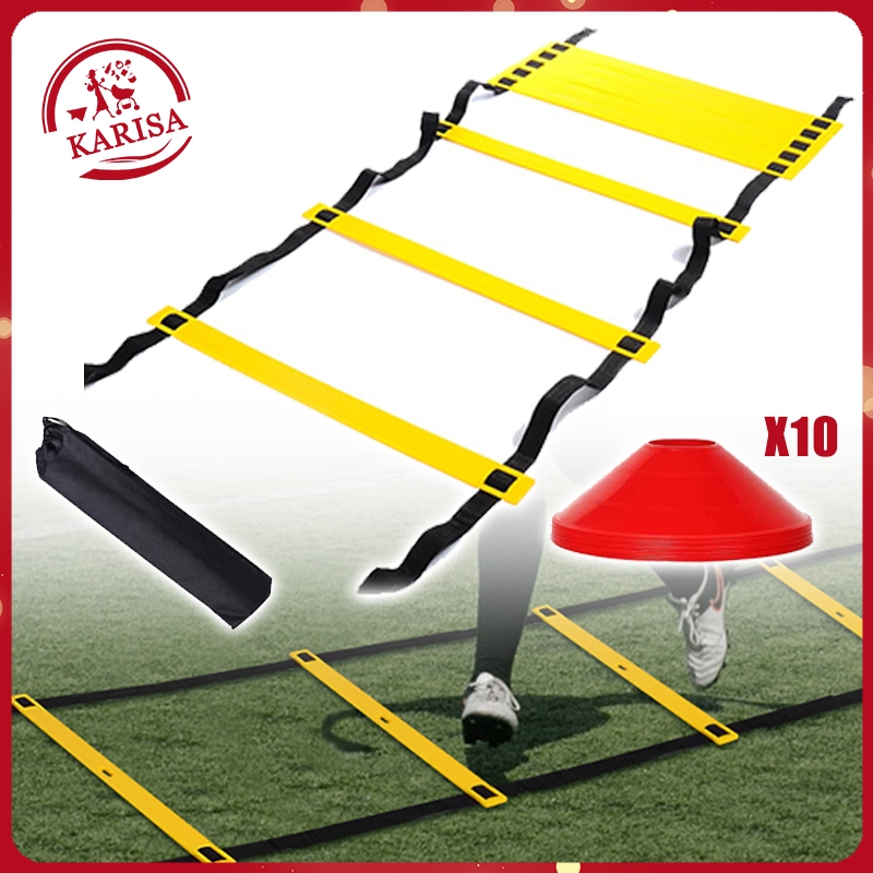 6M Agility Ladder and 10Pcs Agility Cones Set Basketball Football Speed ...