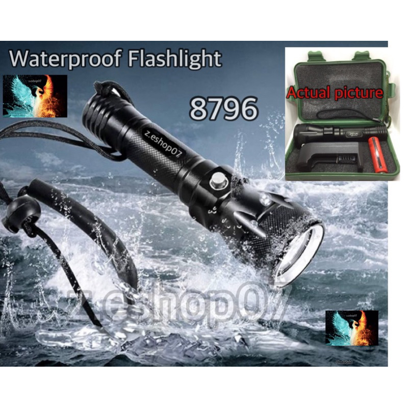 LED Water Resistant Flashlight BL- 8796 - Ready For Diving hiking ...