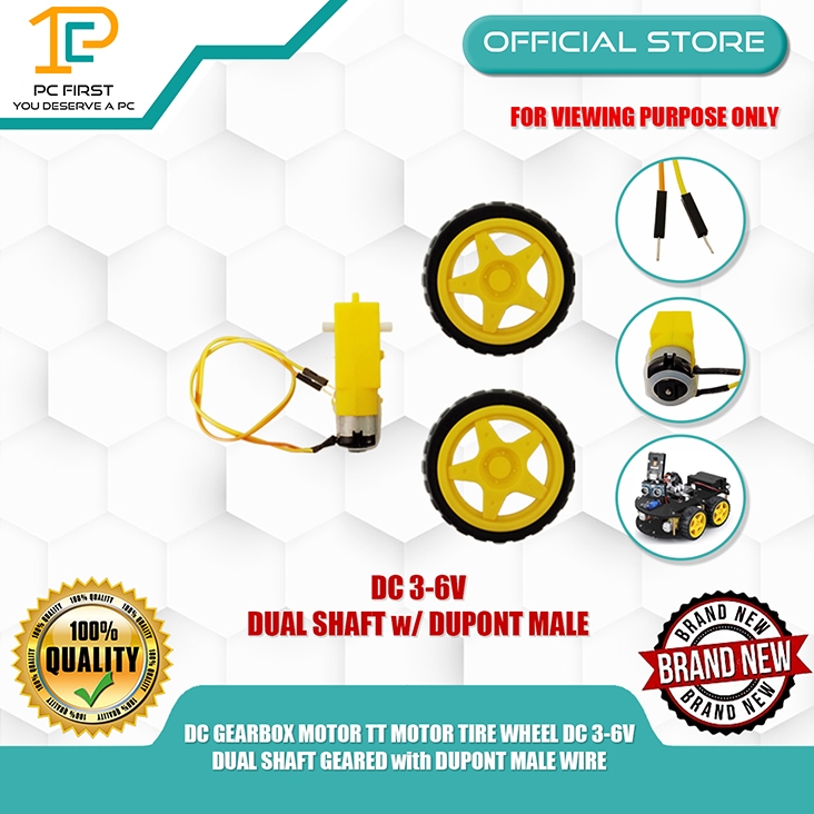 PC FIRST DC GEARBOX MOTOR with OPEN WIRE, TT MOTOR TIRE WHEEL DC 3-6V ...