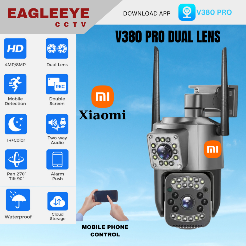 CCTV V380 Pro 4MP Ultra HD Wireless Outdoor Dual Lens CCTV Security ...