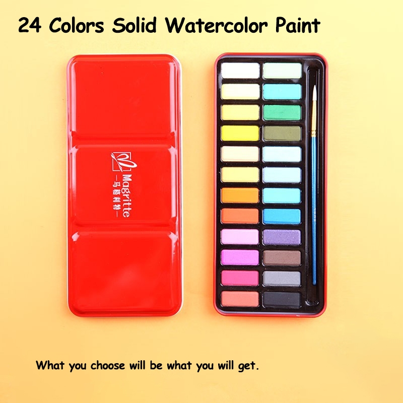 24/36/48 Colors Solid Water Color Paint Set Iron Box Draw Poster ...