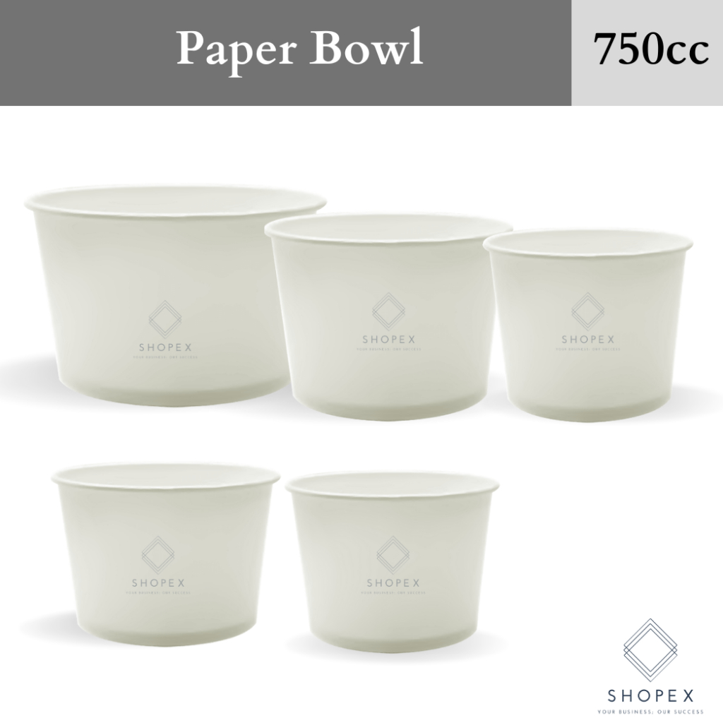 50pcs Paper Bowl 750cc / 520cc /390cc /320cc / 260cc / Disposable Paper Bowl / White Paper Bowl ...