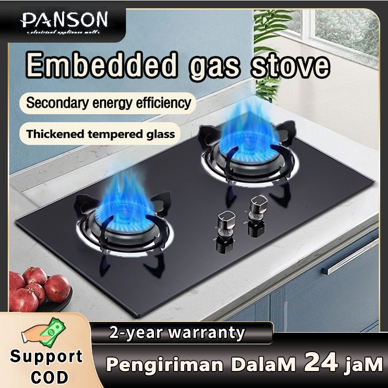 Panson double port gas hob tempered glass panel kitchen gas hob ...