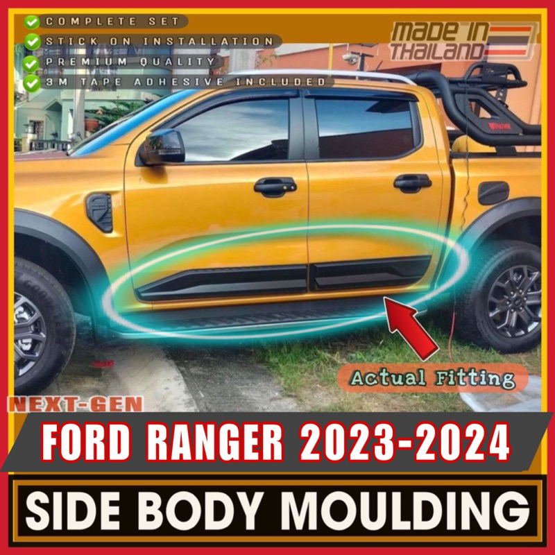 NEXT-GEN FORD RANGER 2023-2024 SIDE BODY MOULDING in MATTE BLACK ...