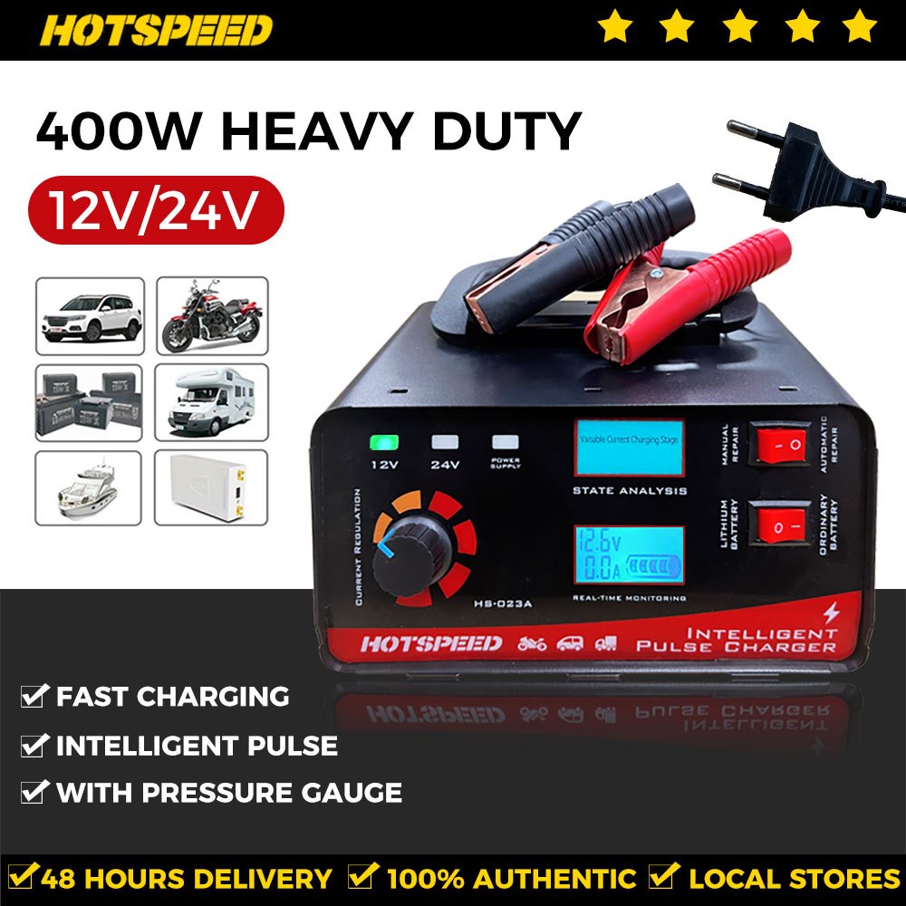 HOTSPEED Heavy Duty Car Battery Charger 12v 24v 400W Fast Charging for ...