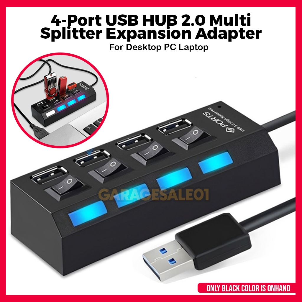 4-Port HUBs High Speed USB Multi HUB Splitter Expansion Computer ...