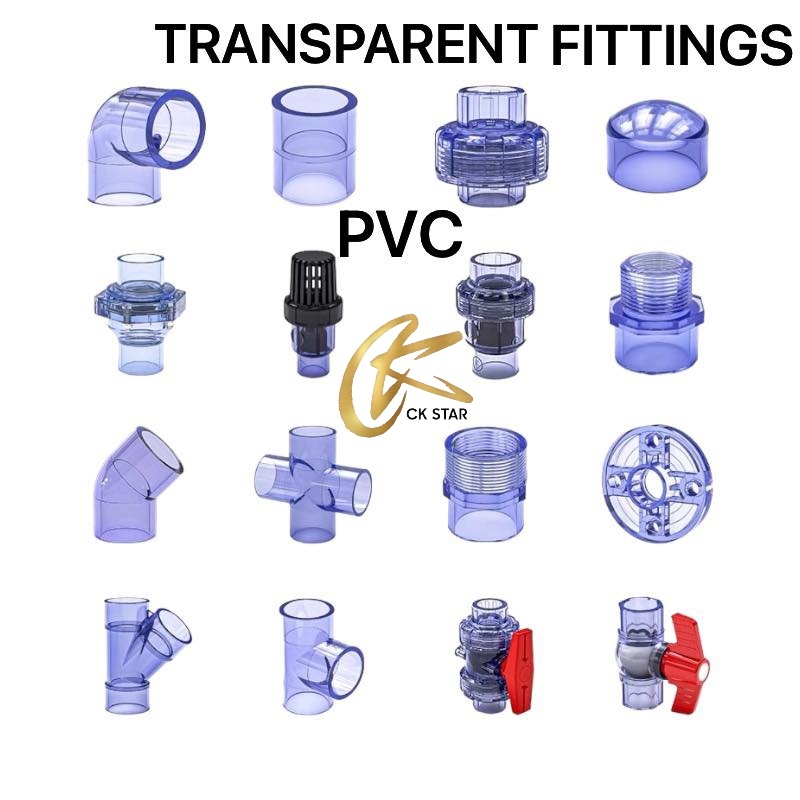 PVC TRANSPARENT FITTINGS 1/2” 3/4” 1” Elbow. Tee. Coupling. Male ...