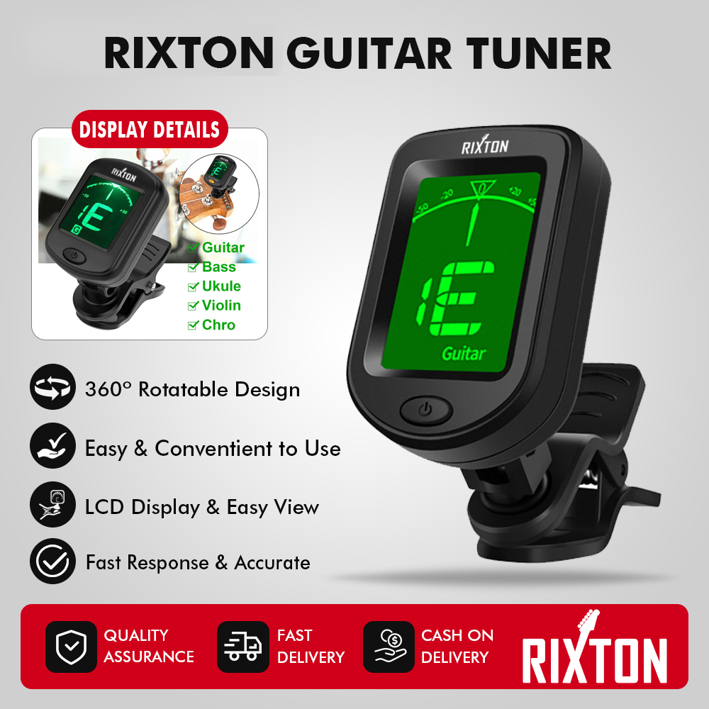 RIXTON Guitar Tuner Rotatable Clip-On Tuner Lcd Display For Chromatic ...