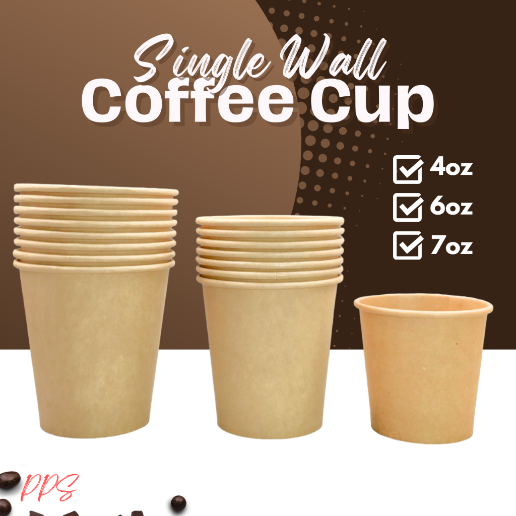 4oz/6oz/7oz Single Wall Cup Plain Kraft Disposable Paper Coffee Cup - 50pcs | Shopee Philippines