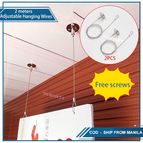2pcs Adjustable Hanging Wires Ceiling Sign Hanger Billboard Wire Rope ...