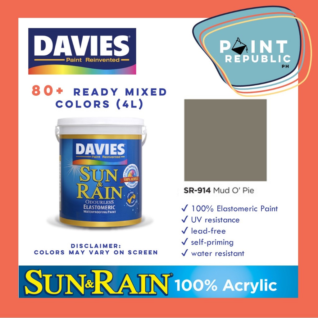 Davies Sun & Rain Elastomeric Waterproofing Paint - 4L | Shopee Philippines