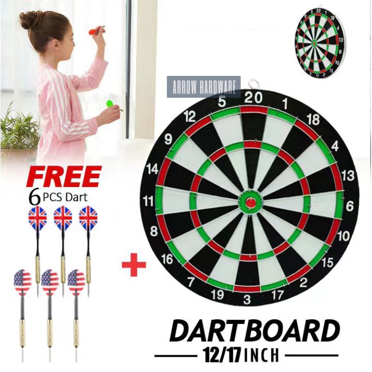 Dart Board Set Original Thickened Double-Sided with 6 Dart Pins (12 ...