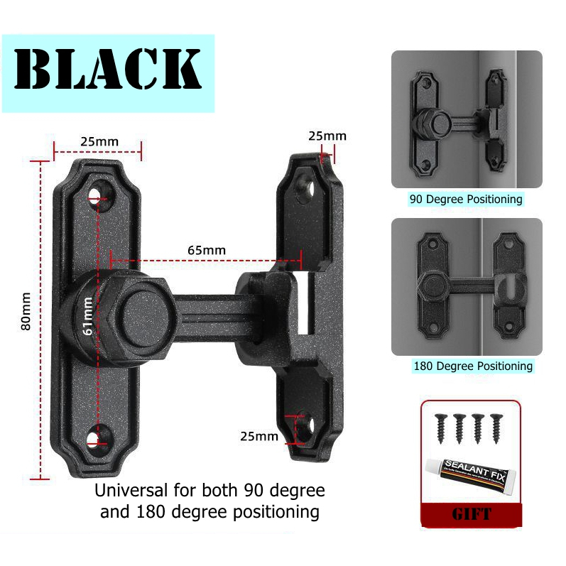 Sliding Door Latch Lock Door Bolt Anti-theft Hasp Lock 90/180 Degree ...