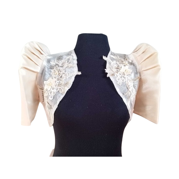 Beige Bolero Elegant Blouse For Women Adult Filipiniana Sleeves ...