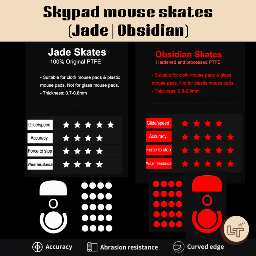 Xraypad Jade / Obsidian Mouse skates (dots, logitech, razer, pulsar ...