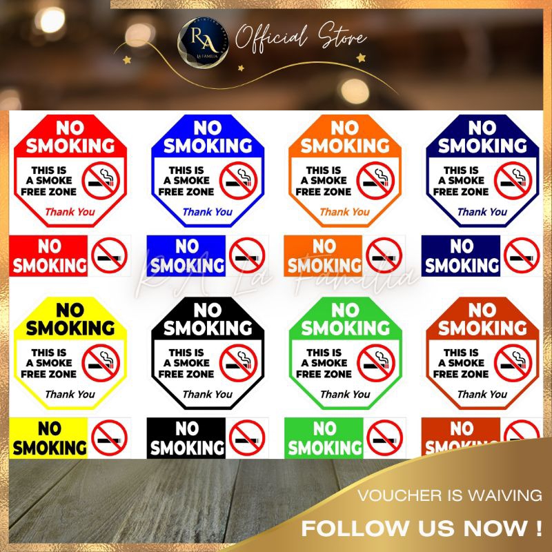 R.A NO SMOKING SIGNAGE SET. PVC SIGNAGE. WATERPROOF | HIGH GLOSSY ...
