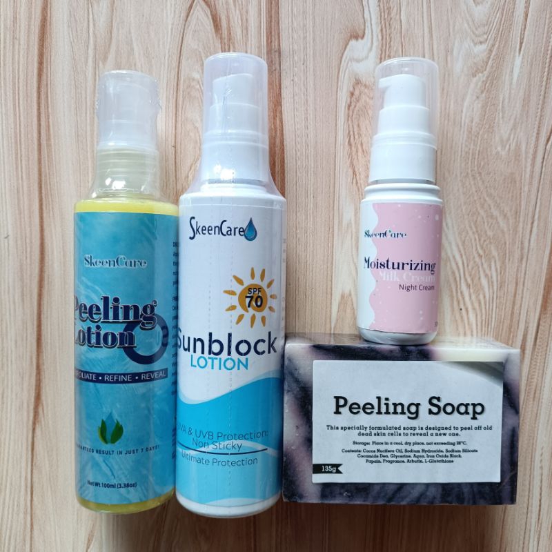 4in1 Skeen Care Peeling Lotion 100ml+Sunblock Lotion 120ml+Moisturizing ...