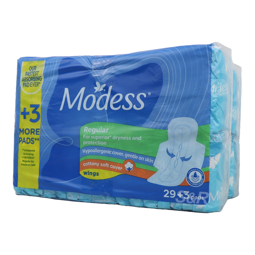 Modess Pads Cottony With Wings 2packs x 32pcs | Shopee Philippines