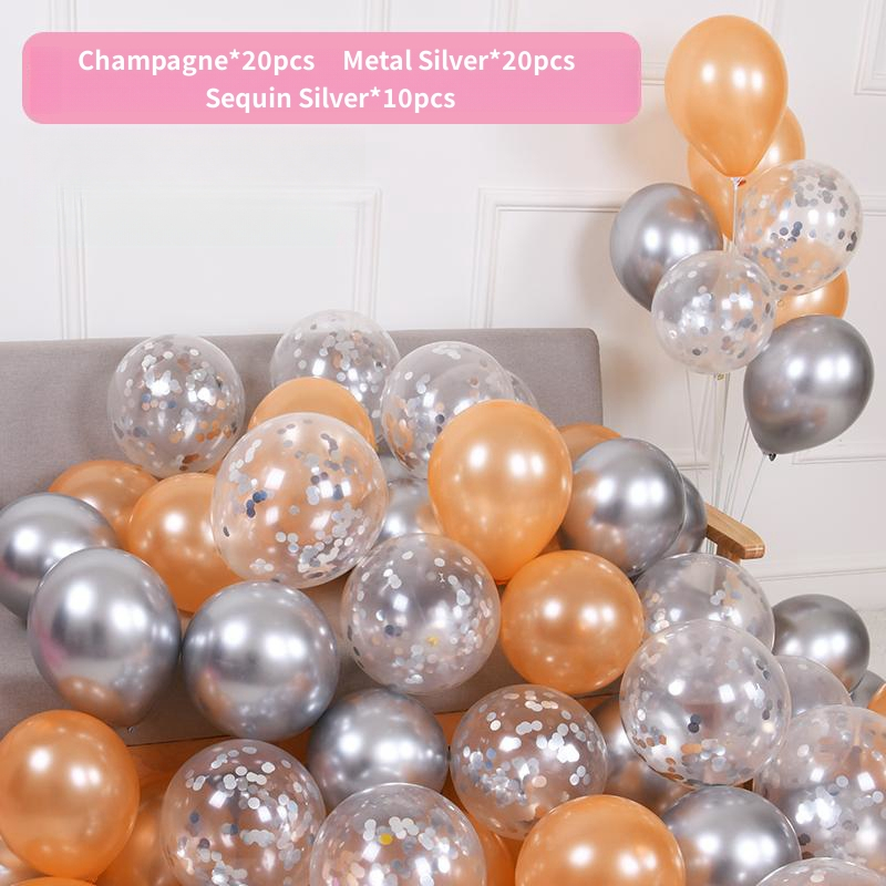 50pcs Confetti Sequins Balloon Chrome Metalli Balloons Set Valentine ...