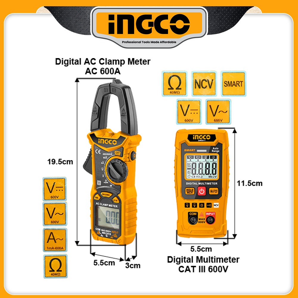 EXCLUSIVE Ingco Electrical Test Kit Digital Clamp Meter Multimeter Test ...