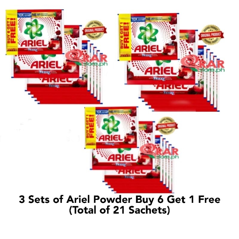 Ariel Powder Red Promo 3 Sets of 6 + 1 Free ( A total of 21Sachets ...