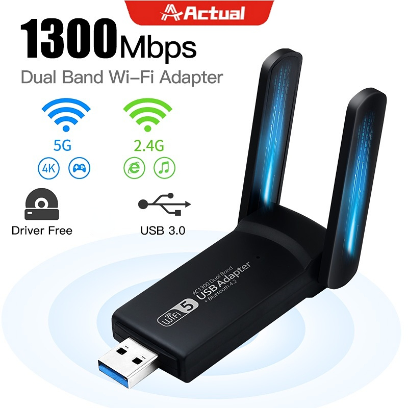 Actual 1300Mbps 5G Wifi Adapter 4G USB Wifi Withadapter For Desktop 5G Pldt Home Wifi Openline ...