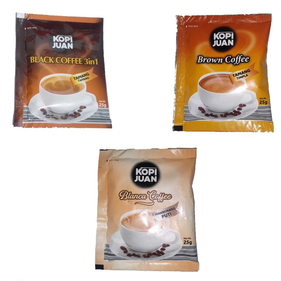 KM 25g Kopi Juan Coffee 3 in 1 Black | Brown | Blanca | Shopee Philippines