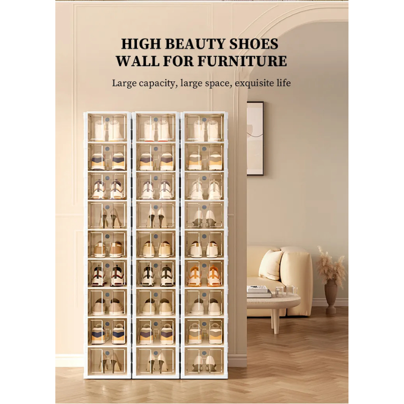 6 Layers Foldable Stackable Shoe Box Organizer Plastic Organizer ...