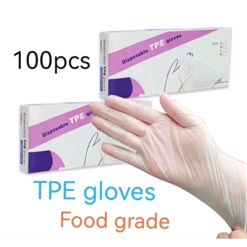 100pcs Disposable TPE Food Grade Gloves /kitchenware Cooking Cleaning ...