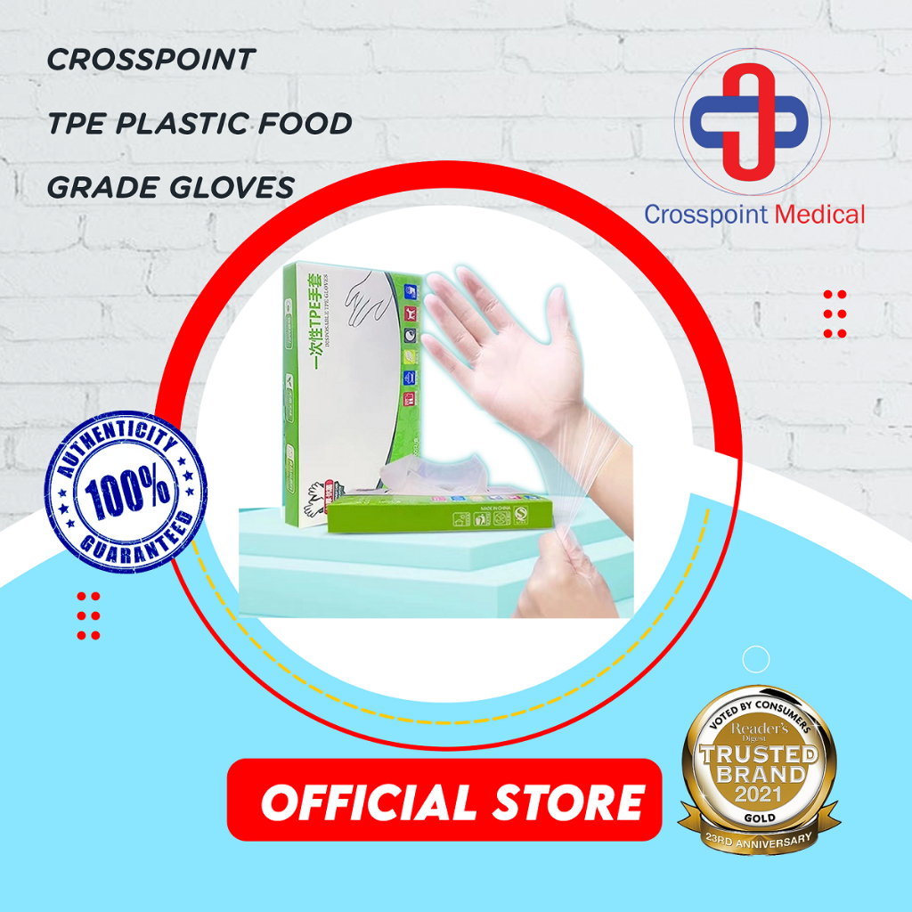 Crosspoint TPE Plastic Food Grade Glove 100 Pcs / Box | Shopee Philippines