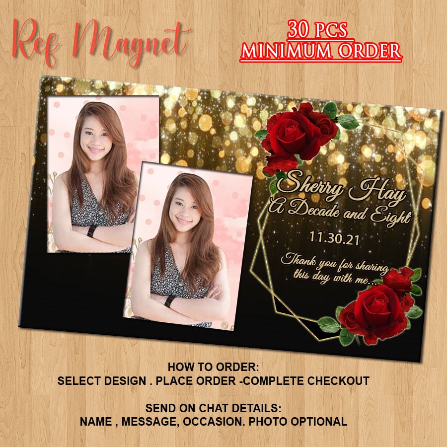 ATM SIZE Rose Red Black Theme Magnets Personalized Ref Magnet Giveaway ...