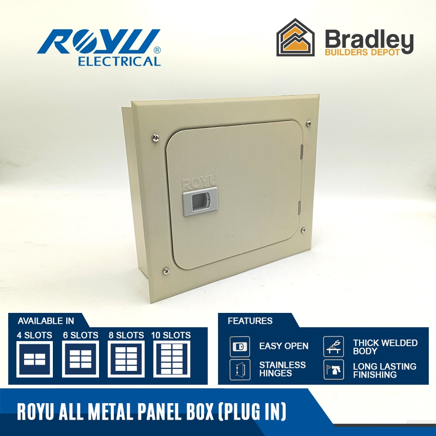 Royu All Metal Panel Box (Plug in | Flush Mounted) 6 breakers - 10 ...