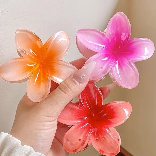 New flower grab clip retro hairpin frangipani ladies side grab half ...