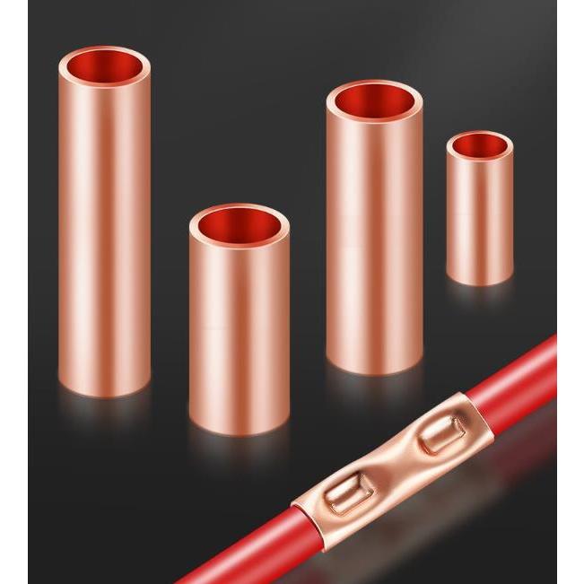 100Pcs GT Copper Connecting Pipe Wire Joint Small Copper Tube Terminal Cable Lug Connection ...