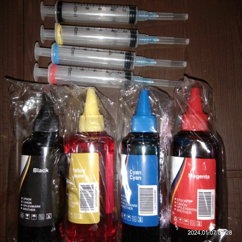 Set Universal Dye Ink and Syringe for Printer Cartridge Ink Refill ...